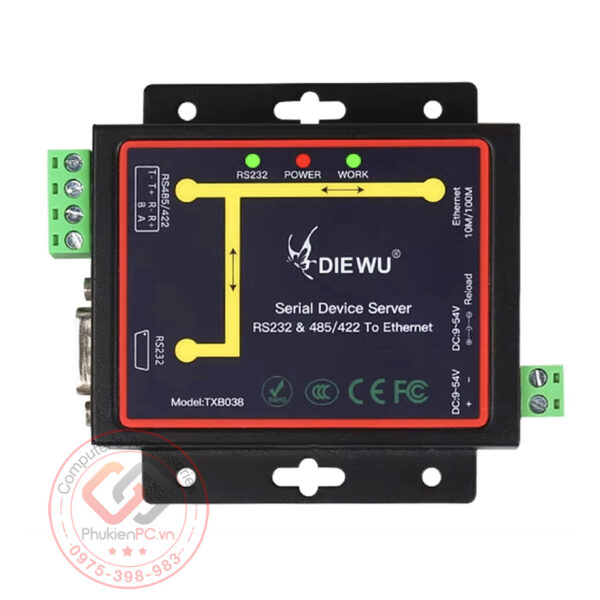 Bộ chuyển đổi Ethernet RJ45 to RS232 RS422 RS485 Converter Industrial Serial Device Server ...