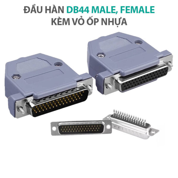 Đầu hàn DB44 Male, Female kèm vỏ ốp nhựa vặn ốc